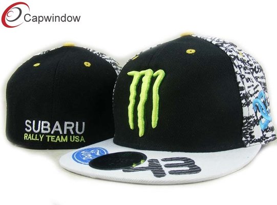 3D Embroidery Fitted Baseball Hats With White And Black Checks Printed Fabric