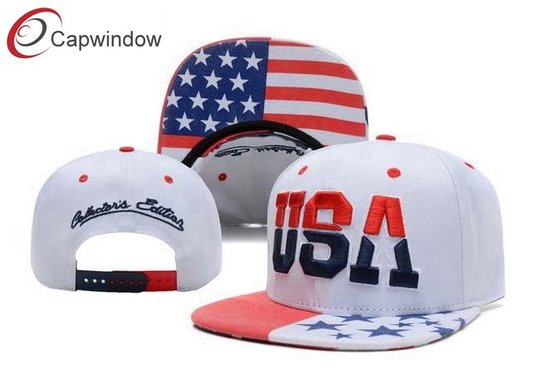 USA Flag Printing Snapback Baseball Caps With 3D Embroidery On The Crown