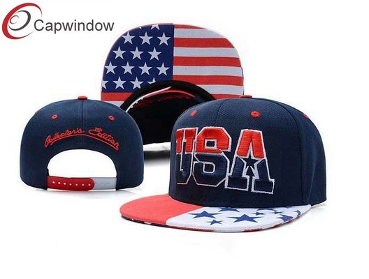 USA Flag Printing Snapback Baseball Caps With 3D Embroidery On The Crown