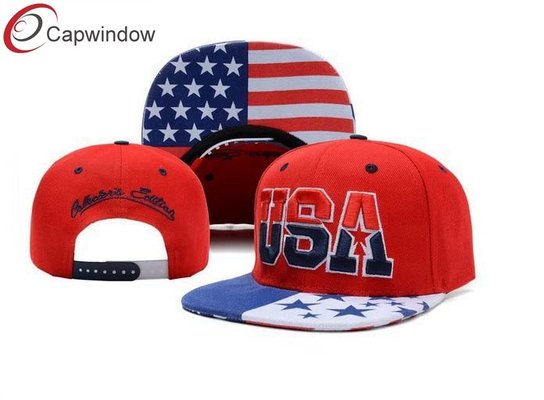 USA Flag Printing Snapback Baseball Caps With 3D Embroidery On The Crown
