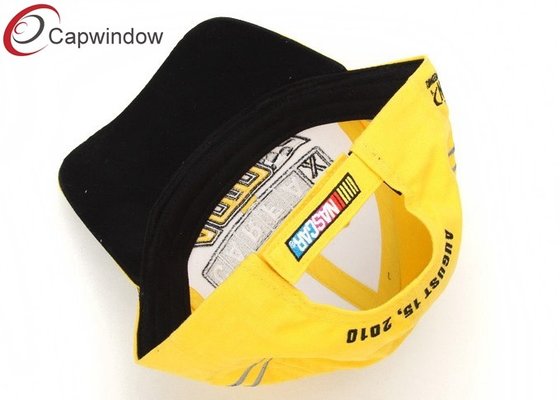 Yellow Racing Baseball Caps With White Sandwich Peak , 46 3D Embroidery