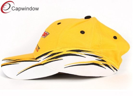 3D Embroidered Racing Baseball Caps With White Sandwich Peak , Adjusteble Velcro Closure