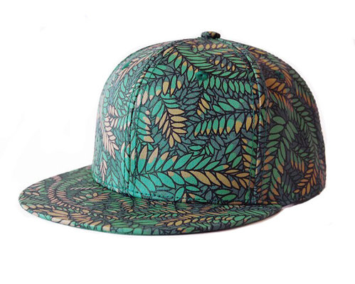 Green Leaves Printing Hip Hop Baseball Caps Adjusteble With 3D Embroidered