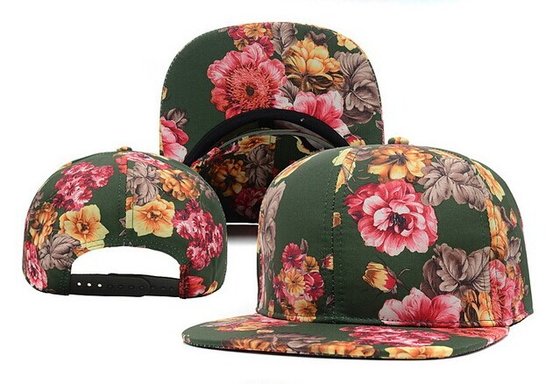 Flowers Printing Flat Brimmed Baseball Caps , Six Panel Baseball Cap