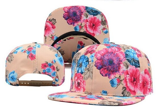 Flowers Printing Flat Brimmed Baseball Caps , Six Panel Baseball Cap