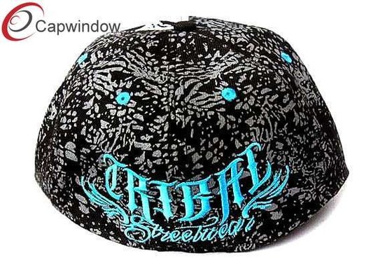 Black Cotton Snapback Baseball Caps Printing WITH reinforced sweatband