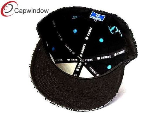 Black Cotton Snapback Baseball Caps Printing WITH reinforced sweatband