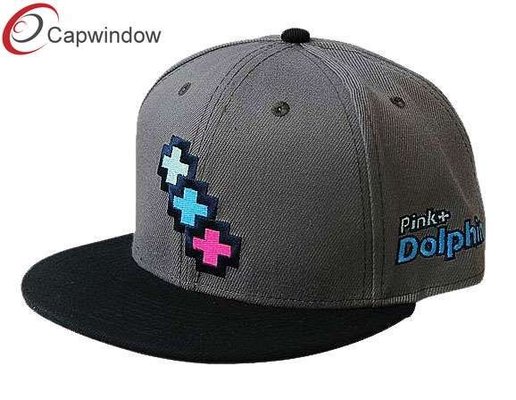 Black Cotton Snapback Baseball Caps embroidered with 3D Dolphin Pattern
