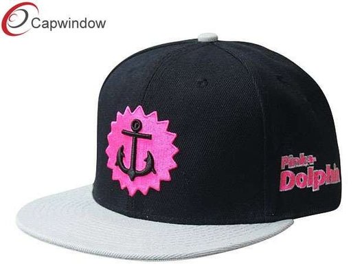 Black Cotton Snapback Baseball Caps embroidered with 3D Dolphin Pattern
