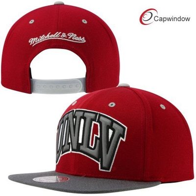 Red / Grey Adjustable Snapback Baseball Caps with Acrylic and Wool Blended