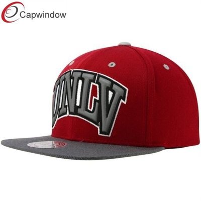 Red / Grey Adjustable Snapback Baseball Caps with Acrylic and Wool Blended