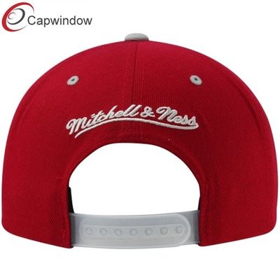Red / Grey Adjustable Snapback Baseball Caps with Acrylic and Wool Blended