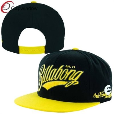 Polyester Adjustable Black Snapback Baseball Caps / Flat Bill Cotton