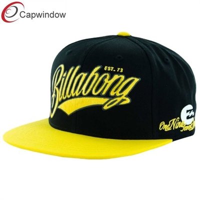 Polyester Adjustable Black Snapback Baseball Caps / Flat Bill Cotton
