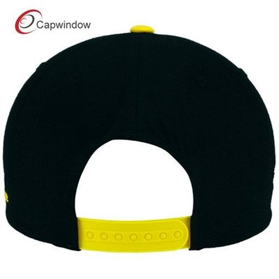 Polyester Adjustable Black Snapback Baseball Caps / Flat Bill Cotton