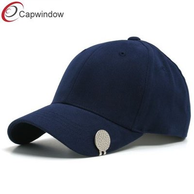 Simple Khaki Brushed Cotton Golf Baseball Hats with Removable Ball Marker Clip