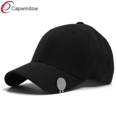 Simple Khaki Brushed Cotton Golf Baseball Hats with Removable Ball Marker Clip