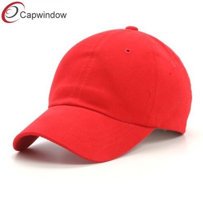 Unconstructed Cotton Baseball Caps Red with Antique Brass Buckle Closure