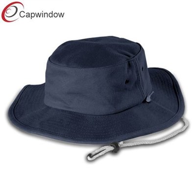 Pure colour Cotton Fisherman Bucket Hat Unconstructed with Drawstring