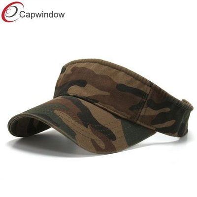 Deluxe Camouflage Sports Sun Visors Hats with Printed Chino Cotton