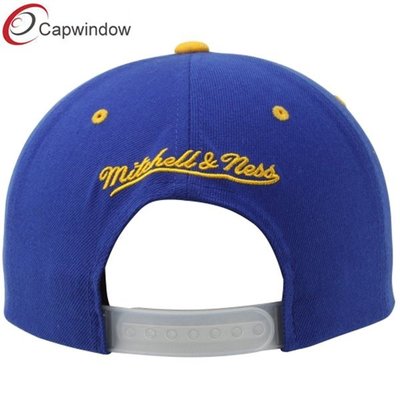 Blue Acrylic Flat Brimmed Baseball Caps , Snapback Hat with Adjustable Plastic Closure