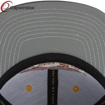 Blue Acrylic Flat Brimmed Baseball Caps , Snapback Hat with Adjustable Plastic Closure
