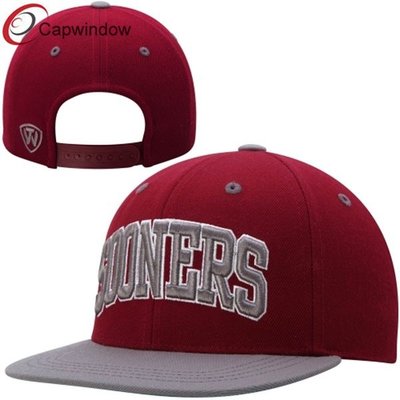 Red Sports Sooners Adjustable Snapback Hat ， Custom Strapback Hats 