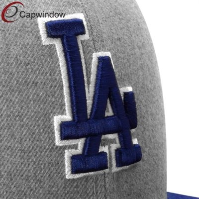 Grey LA Doogers Sports Flat Brim Baseball Hats with Wool and Acrylic