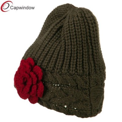 Flower Short Acrylic ski Winter Hats Soft Hand Wash for Women