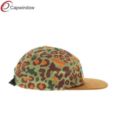 Tan Self Fabric Strap 5 Panel Camper Cap , Pattersob 5 Panel Strapback Hat
