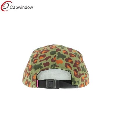Tan Self Fabric Strap 5 Panel Camper Cap , Pattersob 5 Panel Strapback Hat