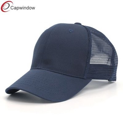 Six Panel Promotional Trucker Mesh Cap Cotton and Polyester Mesh / Plastic Closure