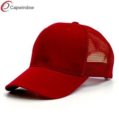 Six Panel Promotional Trucker Mesh Cap Cotton and Polyester Mesh / Plastic Closure