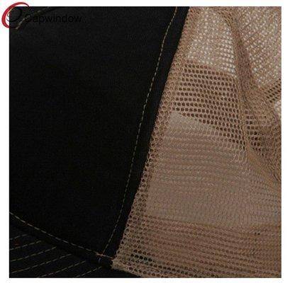 Frayed Black Khaki Trucker Mesh Cap ， Plastic Snap / Hand Wash Trucker Mesh Hats