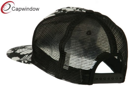 Floral 5 Panel Trucker Mesh Cap , Female Adult Cotton Nylon Fabric Vans Trucker Cap