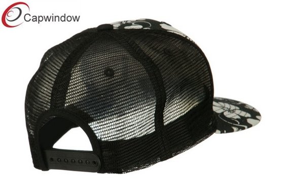 Floral 5 Panel Trucker Mesh Cap , Female Adult Cotton Nylon Fabric Vans Trucker Cap