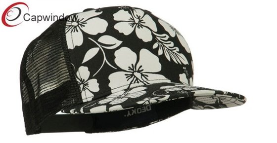 Floral 5 Panel Trucker Mesh Cap , Female Adult Cotton Nylon Fabric Vans Trucker Cap
