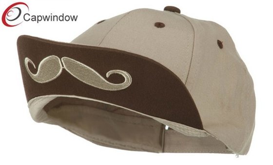 Beige Mustache 6 Panel Cotton Baseball Caps for Adult and Unisex