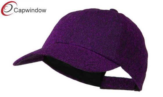 Purple Glitter Fitted Baseball Hats , Polyester Adjustable Strap Closure Cap