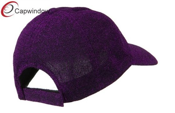 Purple Glitter Fitted Baseball Hats , Polyester Adjustable Strap Closure Cap