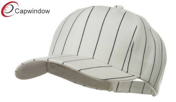 Acrylic Constructed Fitted Baseball Hats White Pin Striped Adjustable