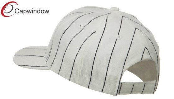 Acrylic Constructed Fitted Baseball Hats White Pin Striped Adjustable