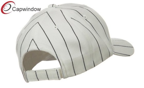 Acrylic Constructed Fitted Baseball Hats White Pin Striped Adjustable