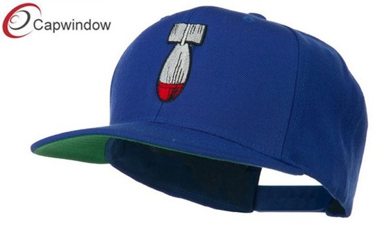 Royal Missile Flat Bill Embroidered Wool Baseball Caps with Plastic Snap Closure