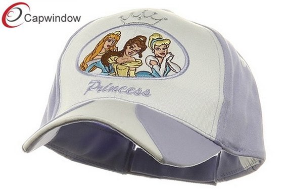 White Purple Princess Girl Cotton Baseball Caps for Children