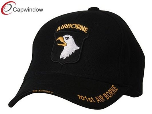 Black 101st AIRBORNE Military Baseball Hats , Pure Acrylic Curved Bill Army Baseball Caps