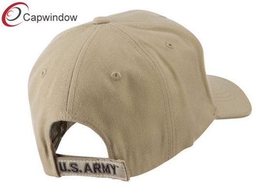 Khaki Army Military Baseball Hats with Acrylic and Adjustable Strap Closure