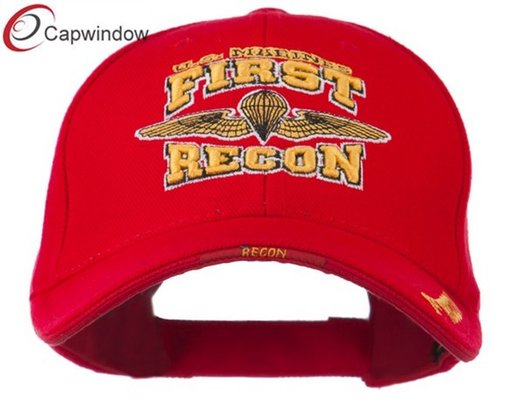 Red FIRST RECON Embroidered Military Baseball Hats with Velcro