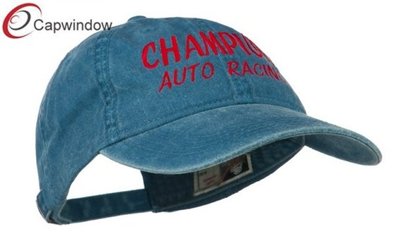 Navy Champion Auto Racing Embroidered Washed Baseball Caps with Cotton