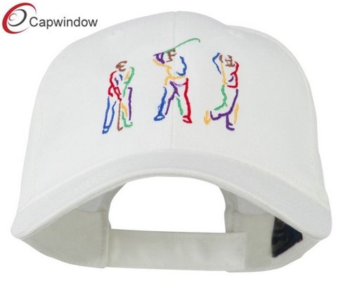 White Men's Sequence Embroidered Golf Baseball Hats with Organic Cotton